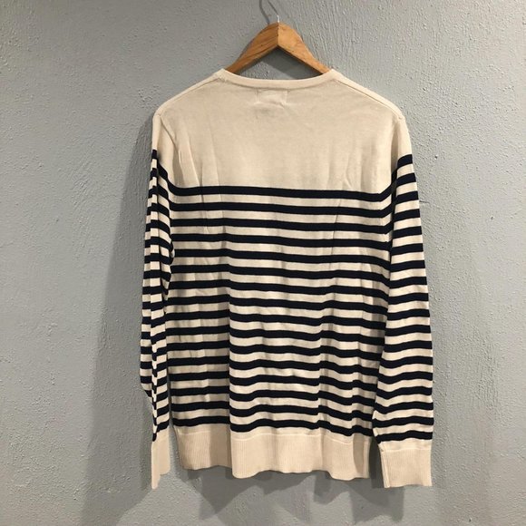 Goodfellow & Co | Sweaters | Goodfellow Cream Navy Striped Crew Neck ...